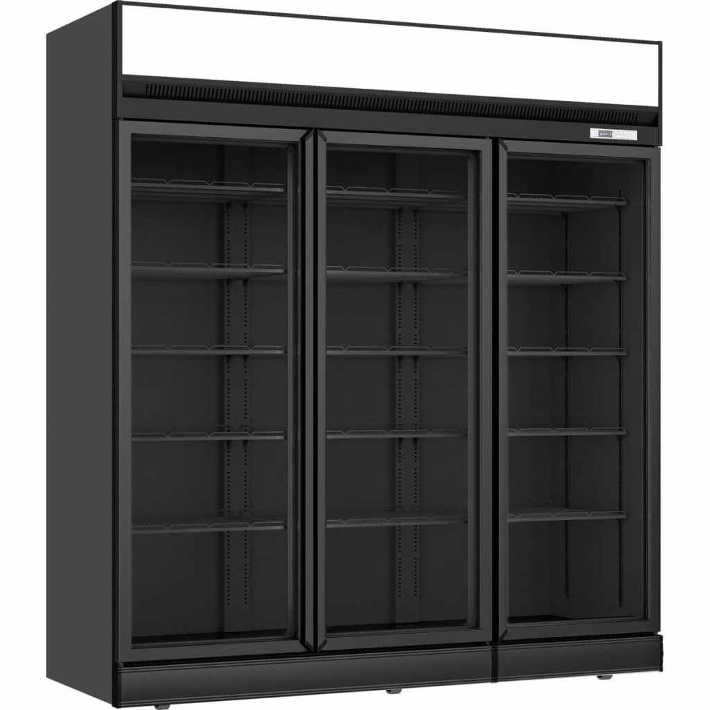 Black Triple Door Drinks Fridge - H&M Gastro Catering Equipment